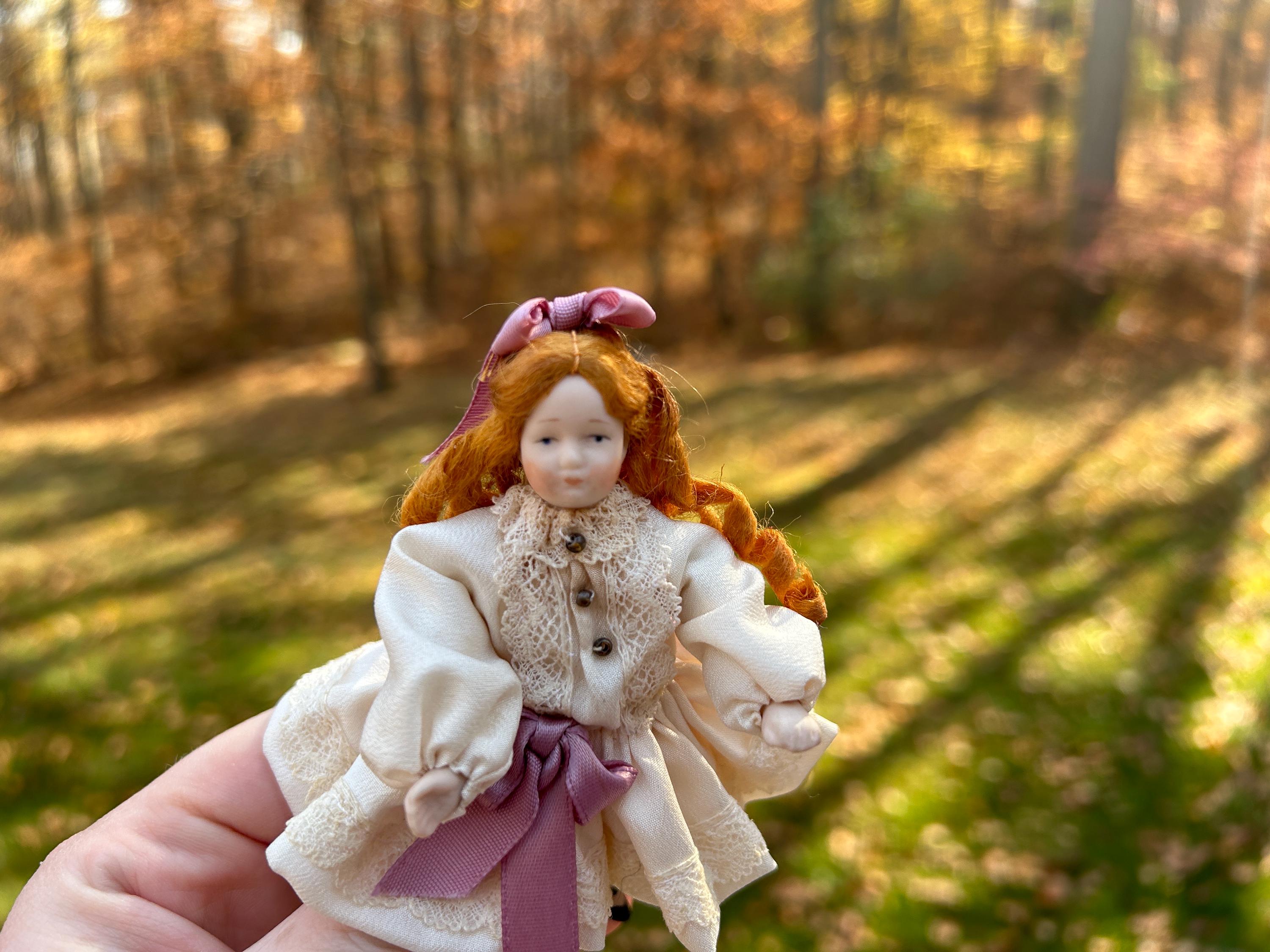 Handmade Porcelain Red Hair Little Girl Doll in Victorian White Dress ...