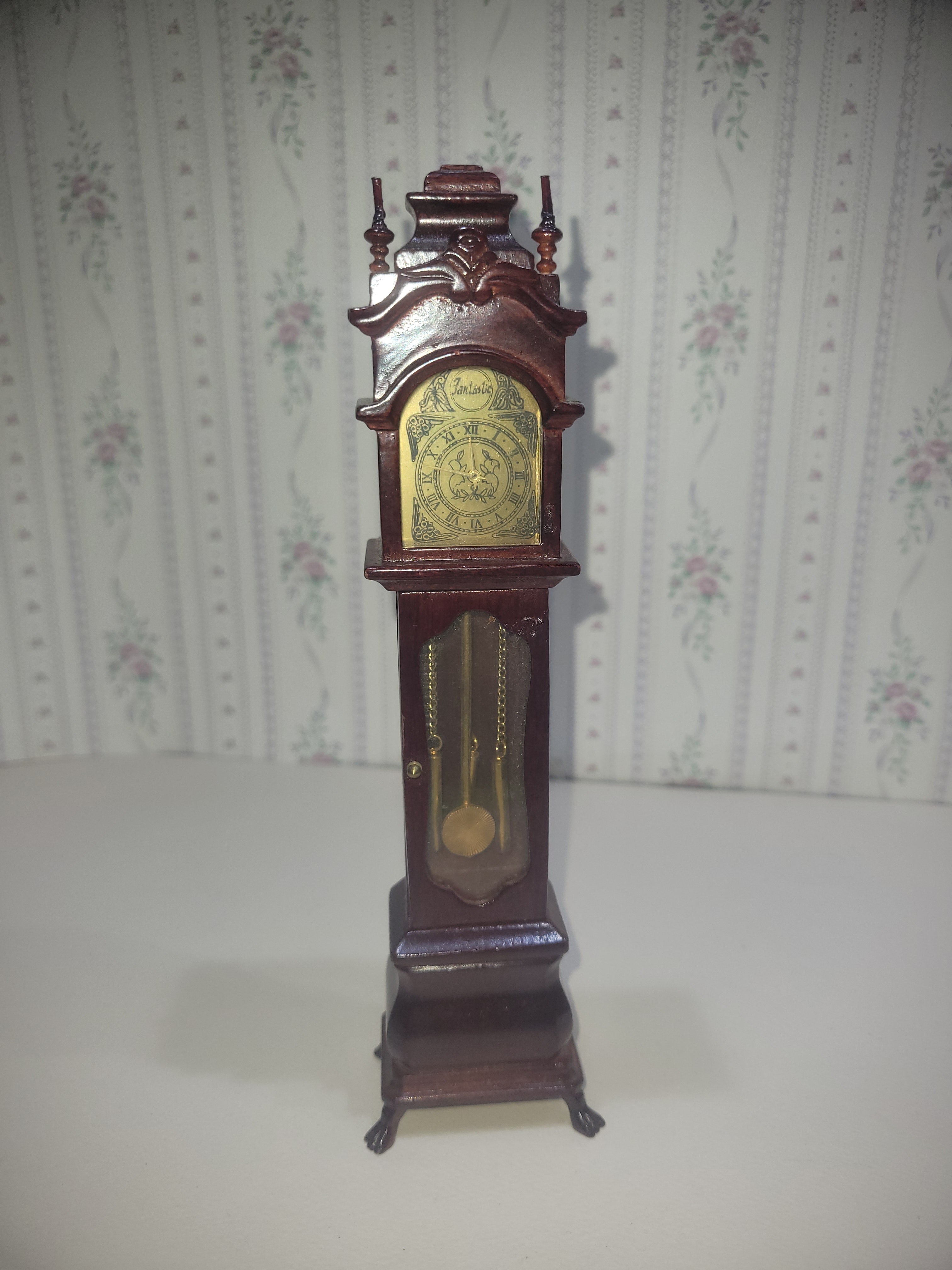 Gorgeous Walnut Grandfather Clock - Missing Finial – Karen's Dollhouse Shop